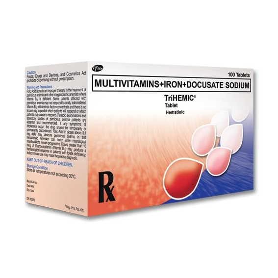 TRIHEMIC Multivitamins / Iron / Docusate Sodium Tablet 1's price in the ...